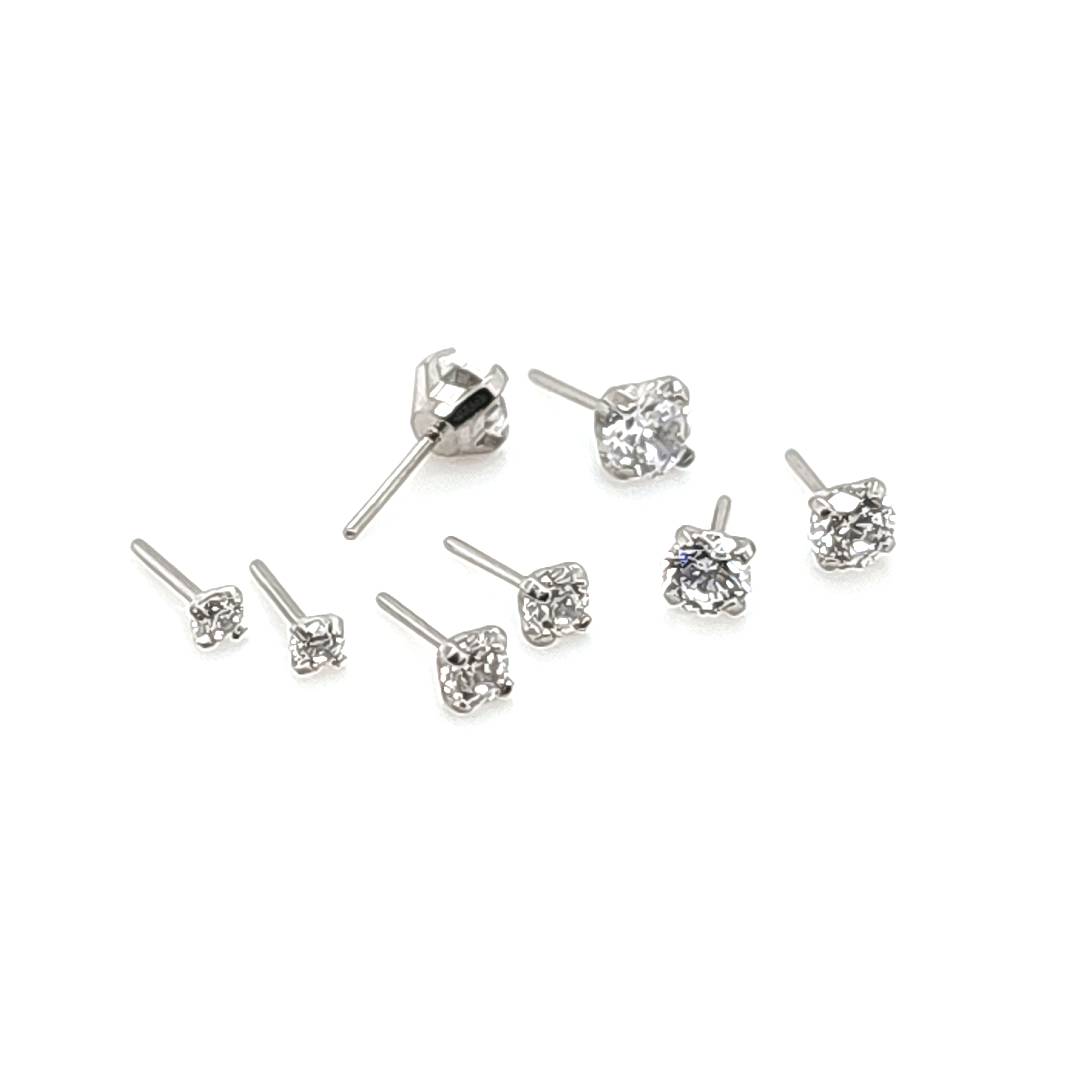 Prong Set CZ W/ Push Pin - 316L S. Steel – Korea Body Jewelry